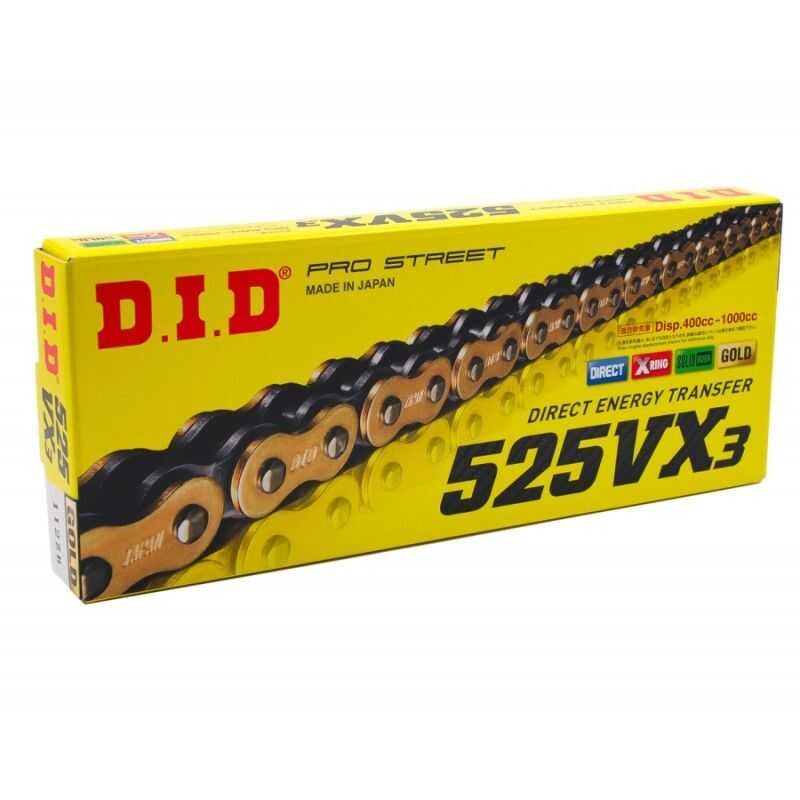 D.I.D 525 Vx3 120 , DID Motorcycle Chain Drive - X Ring Gold, Made In ...