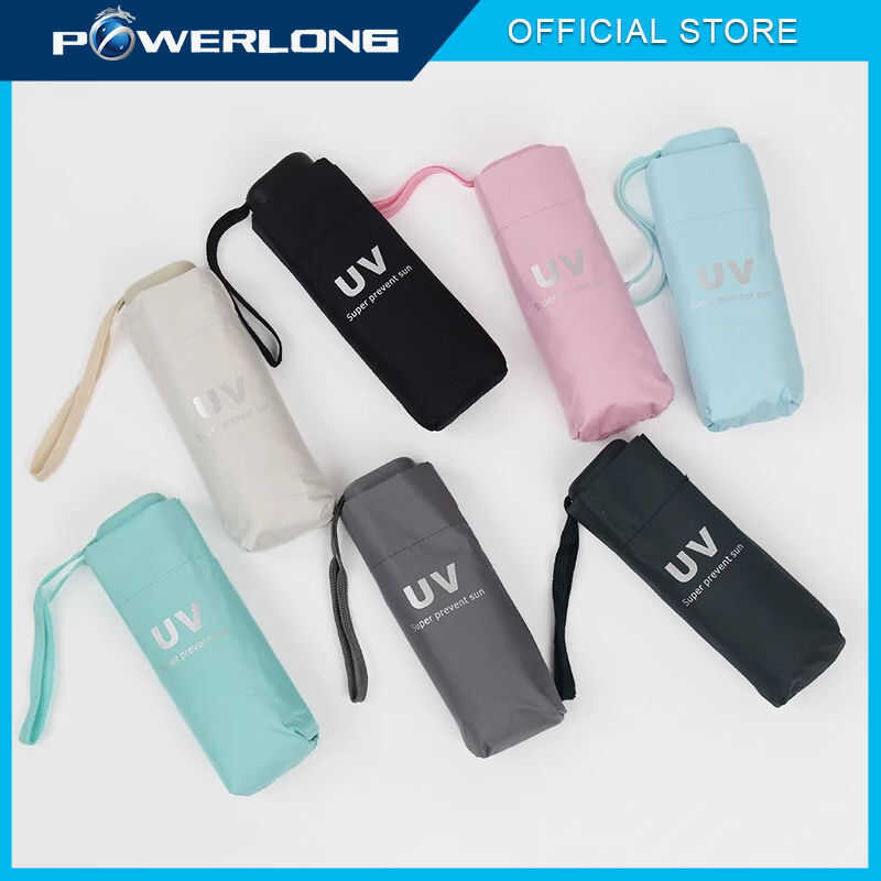 POWERLONG PH Sunny Or Rainy Solid Color Mini Umbrella 5 Fold Sunscreen ...