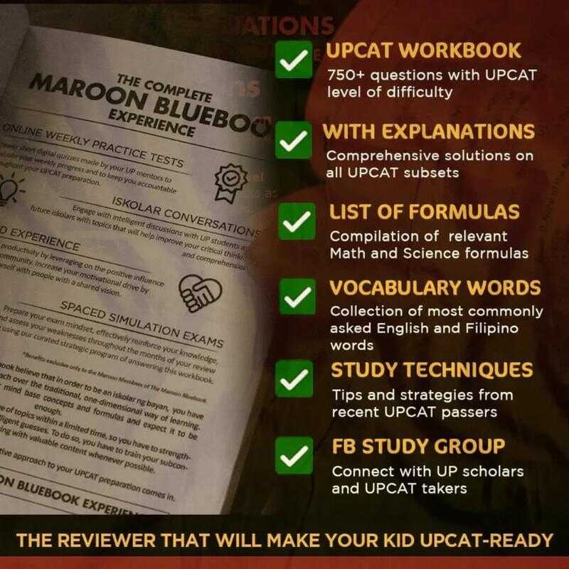 Maroon The Bluebook 4Th Edition- Updated UPCAT 2026 Reviewer Ac-397 ...