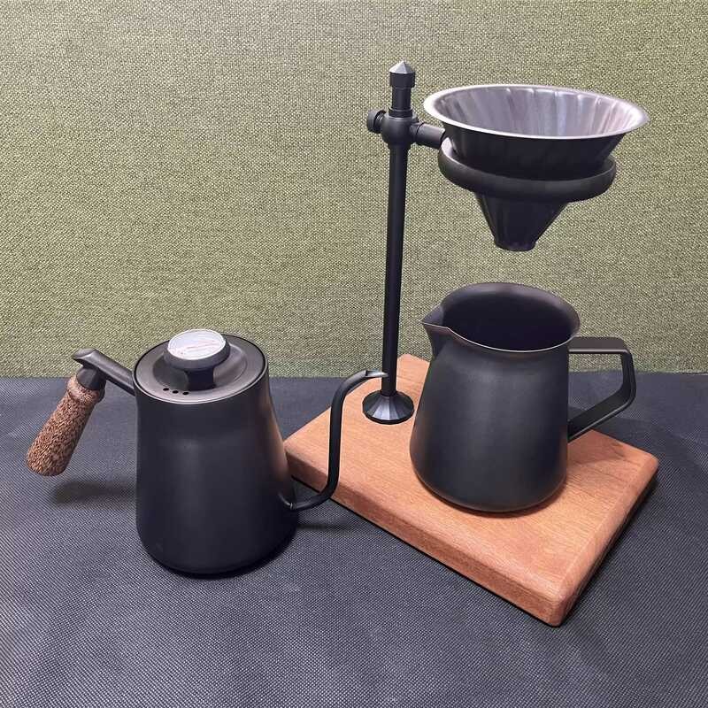 Italian Hand-Brewed Coffee Filter Cup Bronze Solid Wood Base Aluminum ...