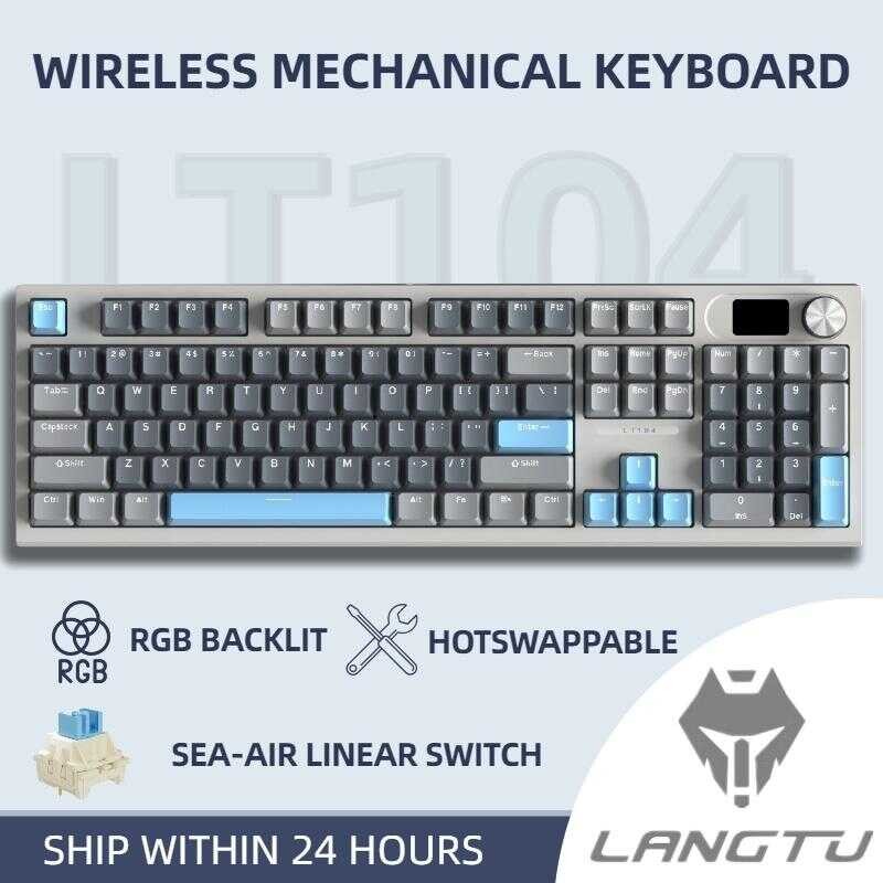 LANGTU Lt104 Mechanical Keybaord RGB Backlit Hotswap Knob DIY Screen ...
