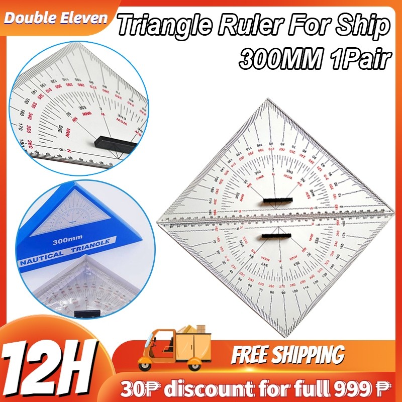 300MM Chart Drawing Triangle Ruler for Ship Drawing Nautical Protractor ...