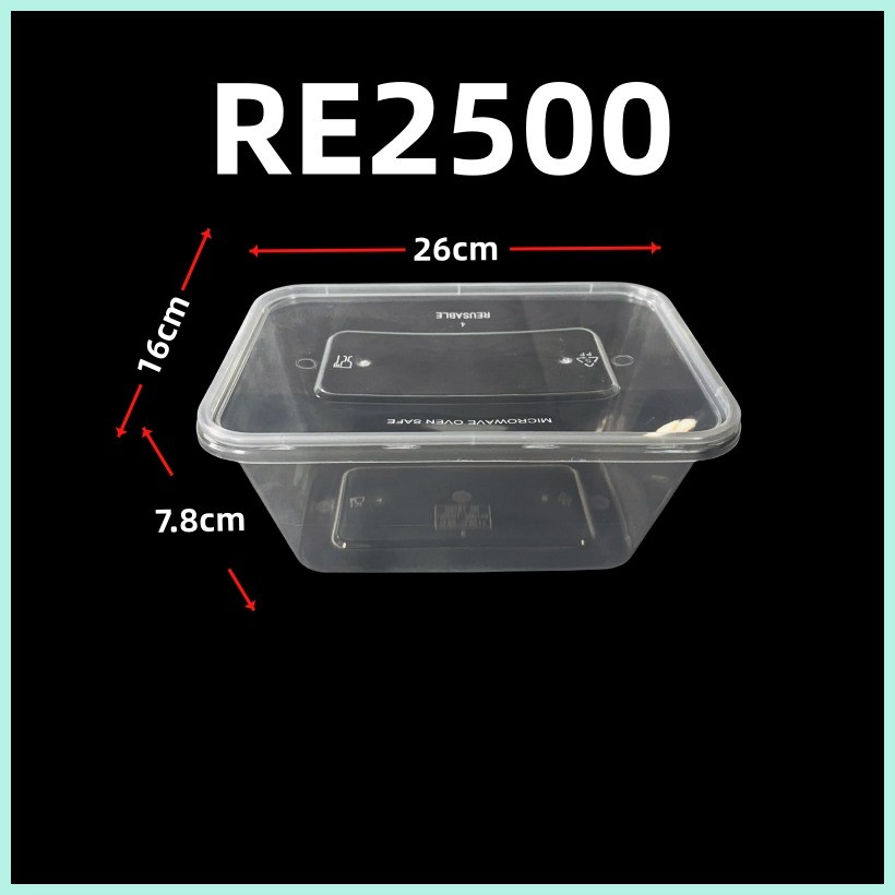 1box Disposable RECTANGLE Microwavable Food Container plastic RE500ml ...
