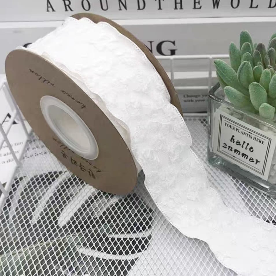 10yard (1 roll) Reben Kain / EMBOSSED FLORAL RIBBON BOUQUET RIBBON ...