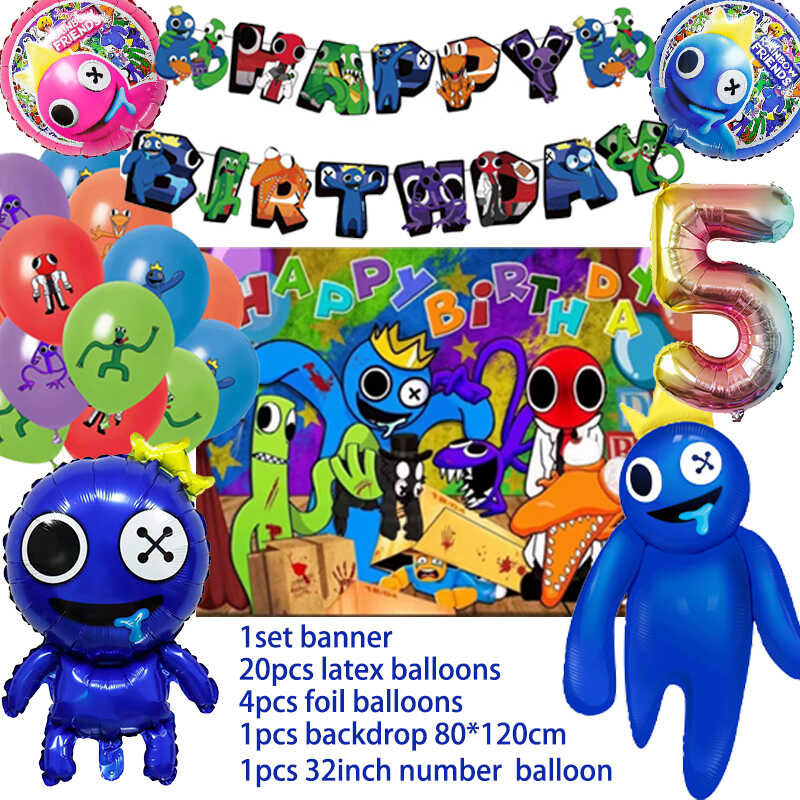 Balloon Decoration Banner Cake Topper Backdrop Rainbow Friends Birthday ...