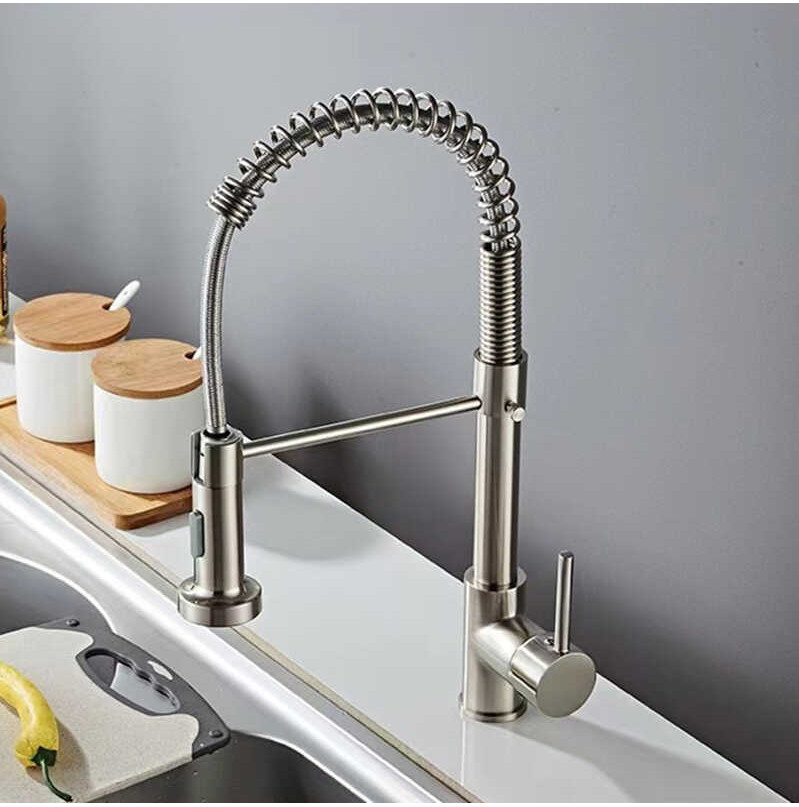 Kitchen Stainless Huan Steel Sink Doble Outlet Spring Faucet, Hot And ...