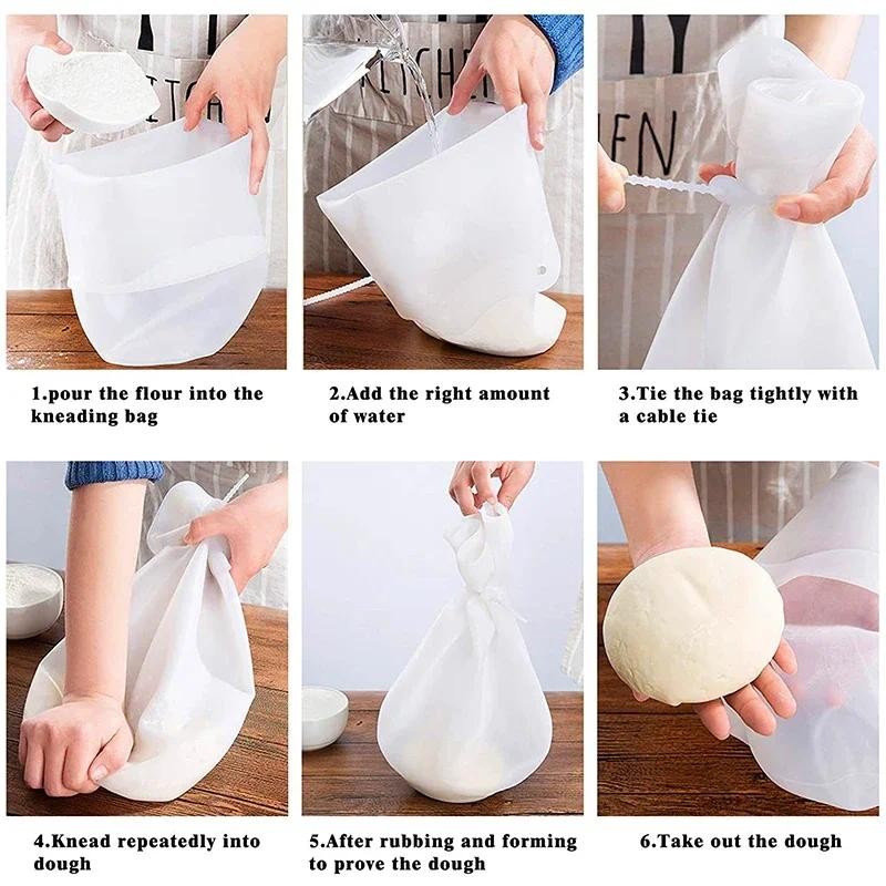 3 In 1 Silicone Kneading Dough Bag Versatile Blend Flour Mixing Mixer ...
