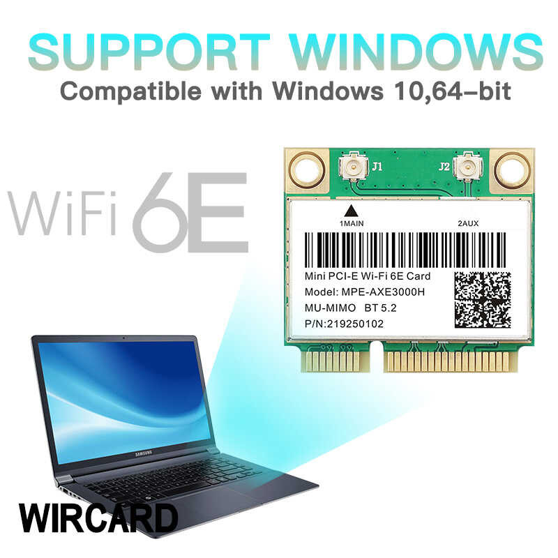 5374Mbps AXE3000H Wifi 6E Para sa AX210 Mini PCIE Wifi Card Para sa BT5 ...