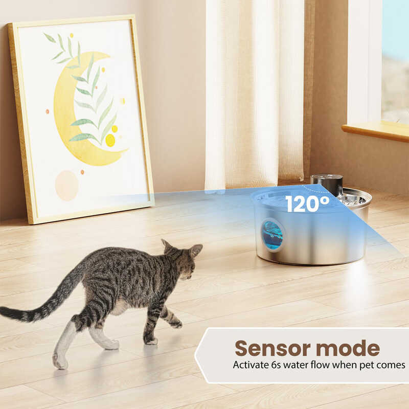 Stainless 3L Less Recharging Sensor Cat Water Auto Drinking Fountain ...