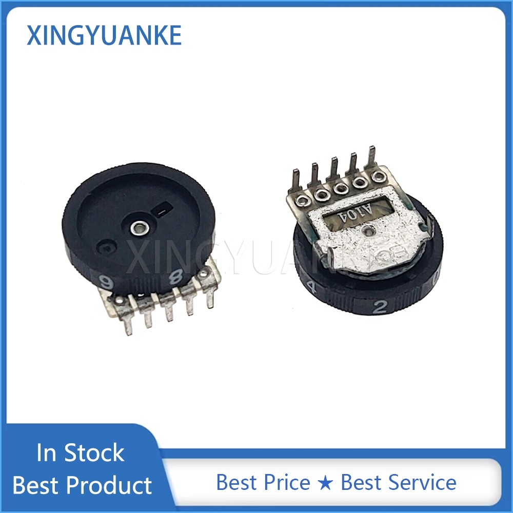 10Pcs/lot 14*2.8MM Double Gear Dial Potentiometer A100K A104 Volume ...
