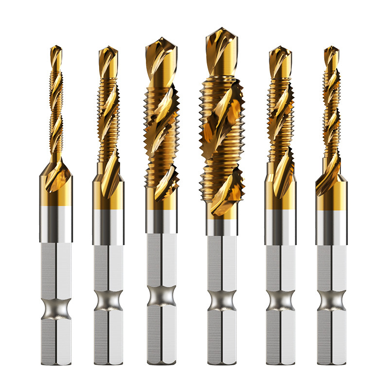 New Titanium Plated Hex Shank HSS Thread Metric Tap Drill Bits Screw ...