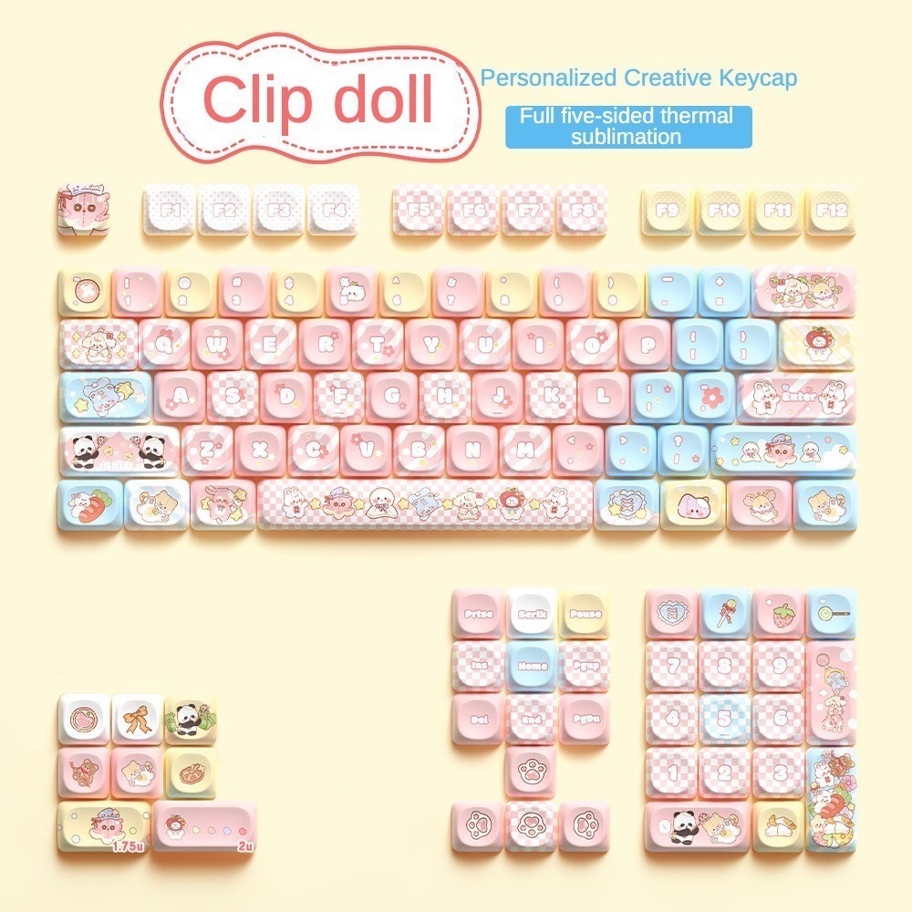 PBT Keycap MCA Clip Doll Original Thermal Dye Sublimation Pink Cute ...