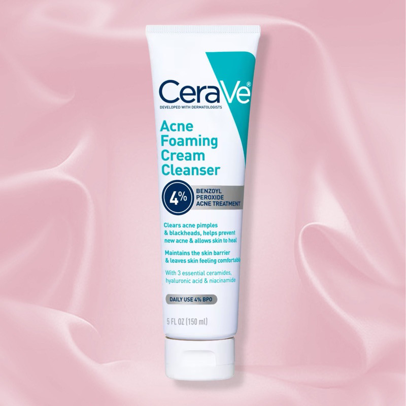 CeraVe Acne Foaming Cream Cleanser with 4% BPO for Acne Prone Skin ...