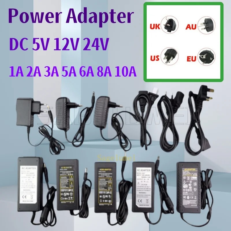 AC 110V - 220V DC 5V 12V 24V Power Supply Adapter 1A 2A 3A 5A 6A 8A 10A 5 12 24 V Volt ...