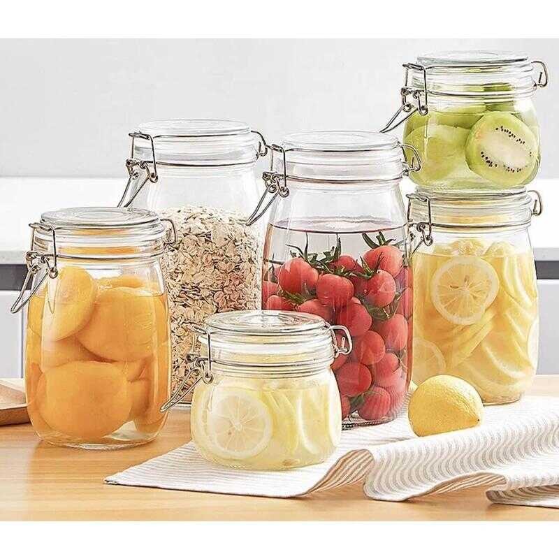 Kitchenplus Airtight Glass Food Safe Bottle Household Storage Jar With ...