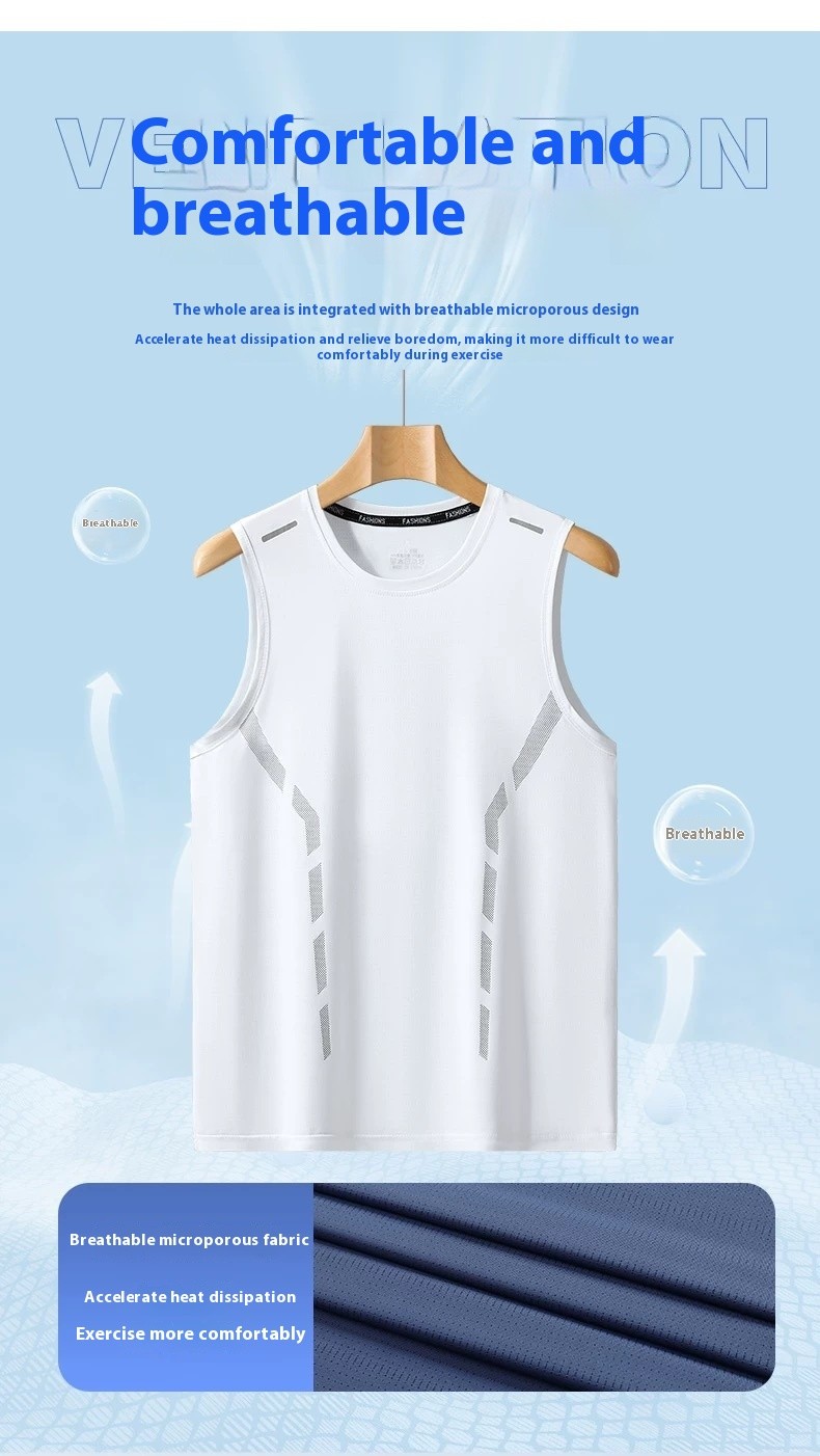 [11 Styles] Ice Silk Sando for Men Mesh Sleeveless Muscle Tee Shirt Gym ...