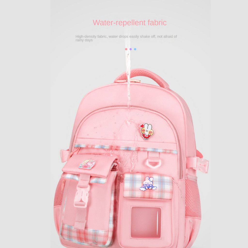 KILIG Cartoon student backpack with plush stationery stickers, dopamine ...