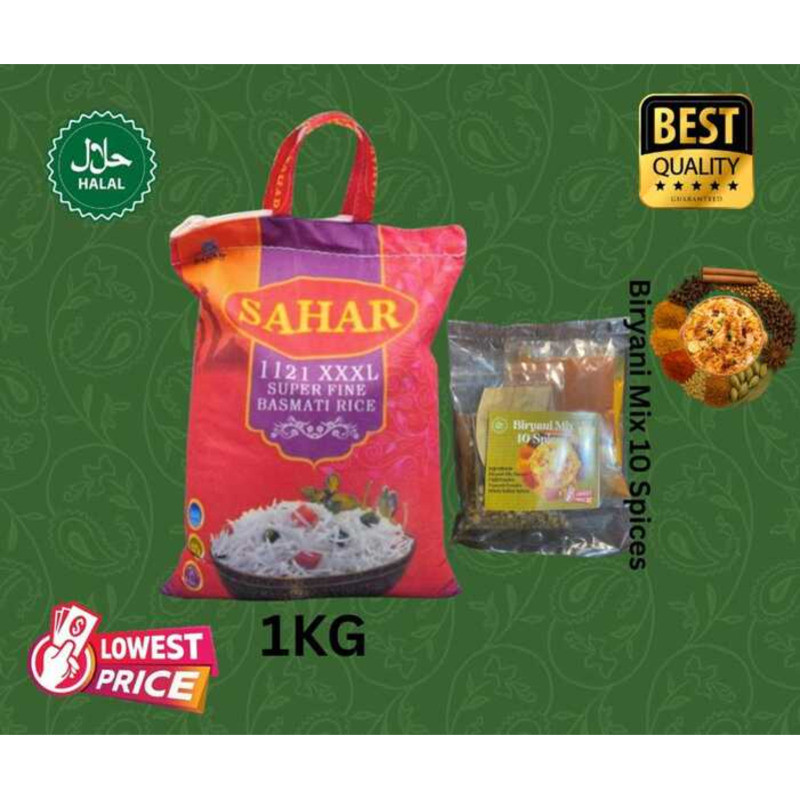 Sahar Basmati Rice XXXL 1KG with Biryani Mix 10 Spices | Shopee Philippines