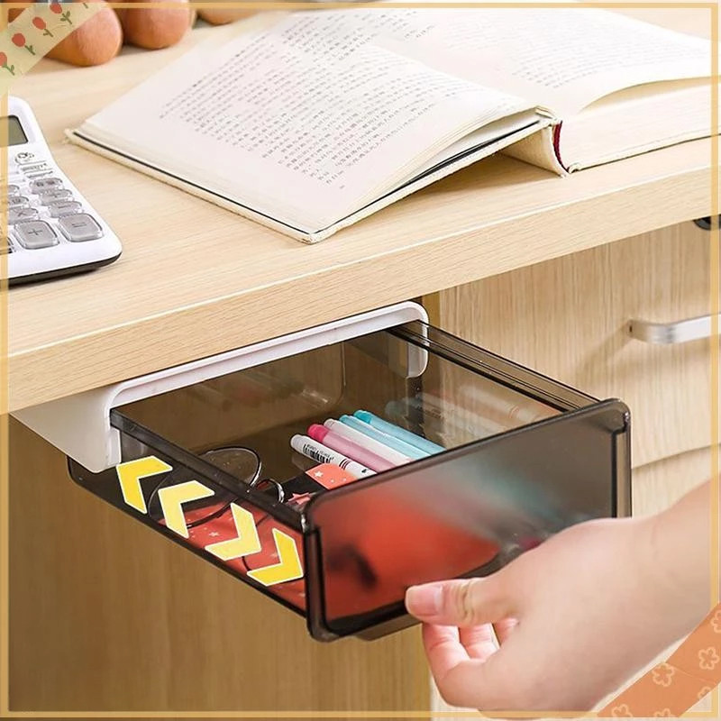 Desktop Mini Drawer Hidden Under Table Storage Box Organizer Vanity ...