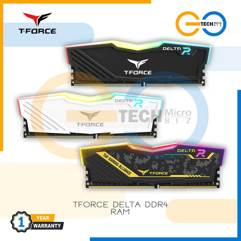 T-Force Teamgroup Delta 8Gb 16Gb 32Gb 3200Mhz / 3600Mhz Black White Tuf ...