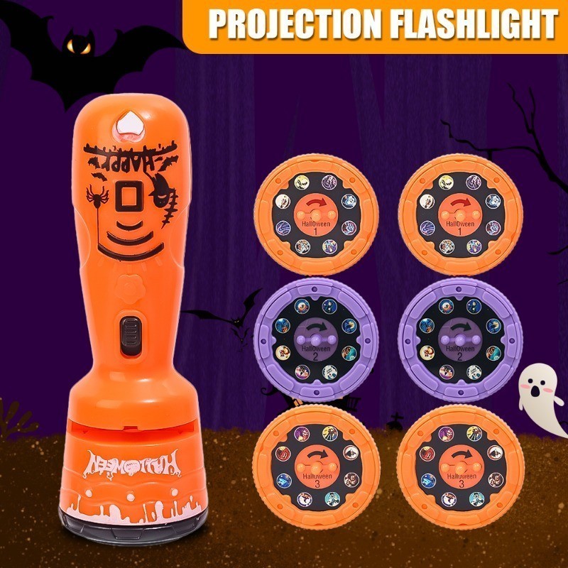 Funny Pumpkin Ghost Vampire Pattern Projection Flashlight - Rotate ...