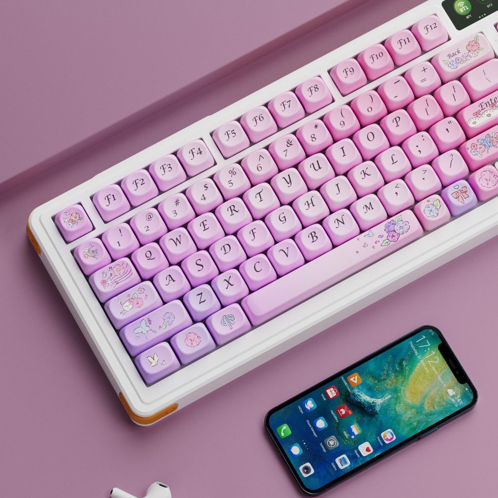 Pink Butterfly Keycaps MX PBT DYE-SUB Pink Theme for 60% 65% 75% 100% ...