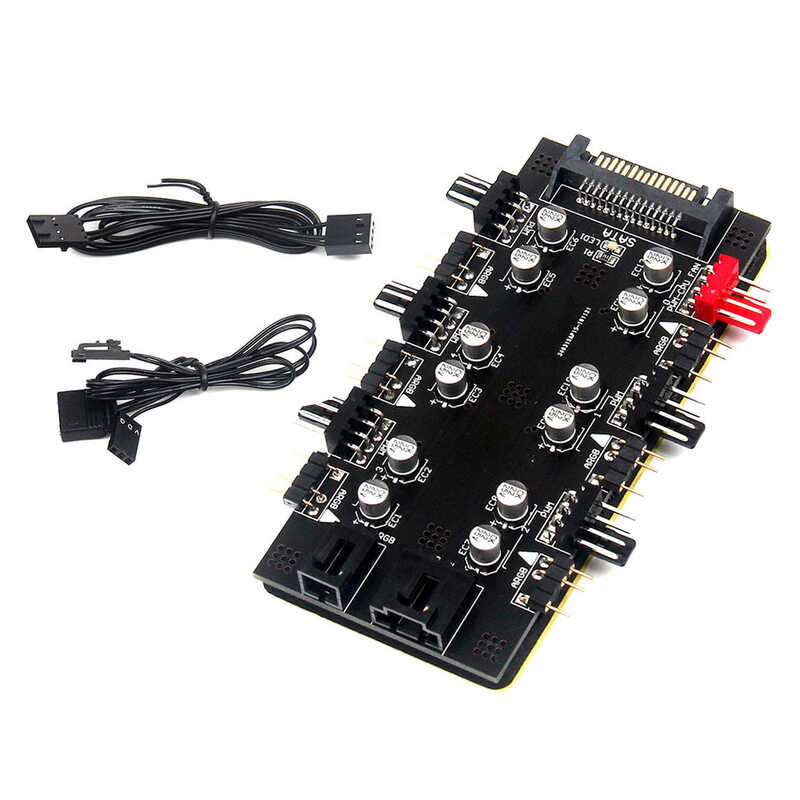 1 to SATA 6 Way /ARGB 4Pin Coog Fans Splitter Hub With PWM Speed ...
