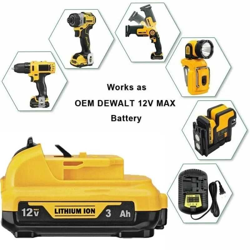 Cordless/Rechargeable ∮ For Dcb120 Lithium Ion Batteries 12V 3.0Ah ...