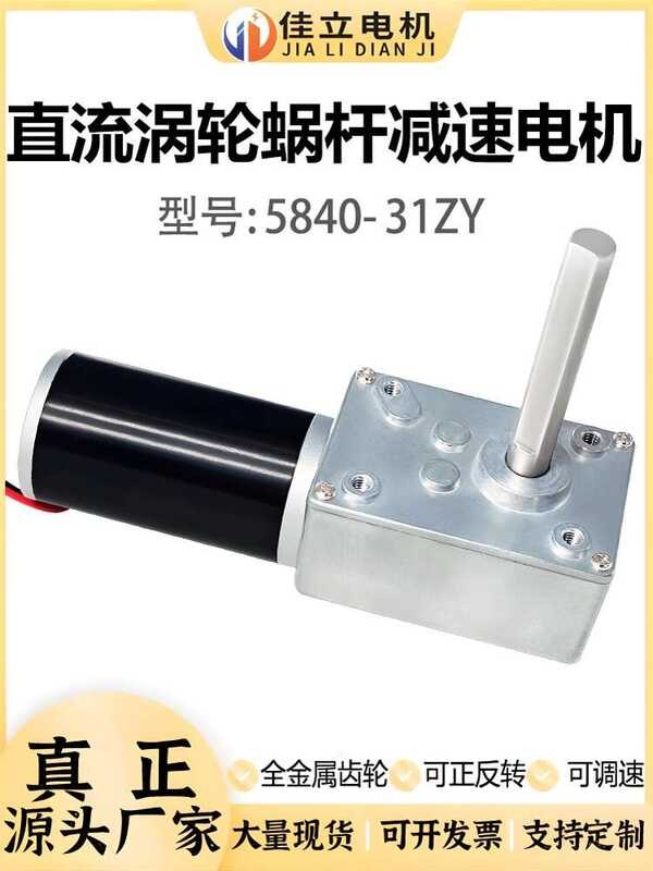 Turbine Worm Gear DC Speed Reduction 12V 24V High Torque 31ZY-5840 Long Shaft Adjustable Small ...