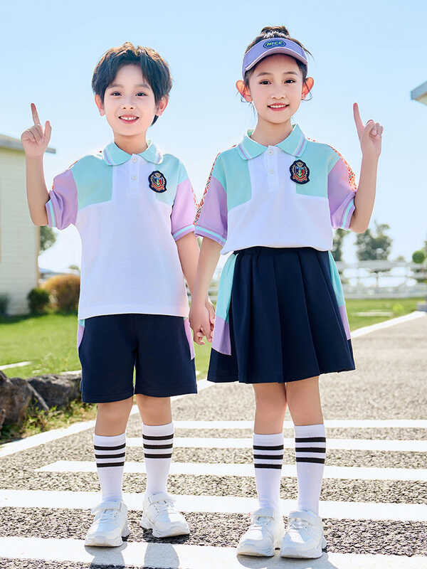 Primary School Uniform Summer Purified Cotton Short Sleeve Suit Summer ...