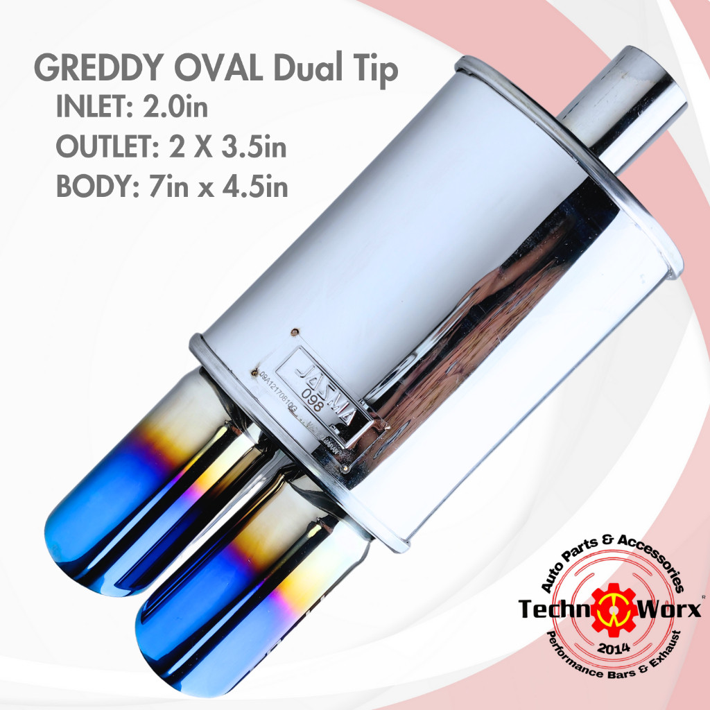 Greddy Muffler Dual Tip OVAL Chambered can universal exhaust titanium ...