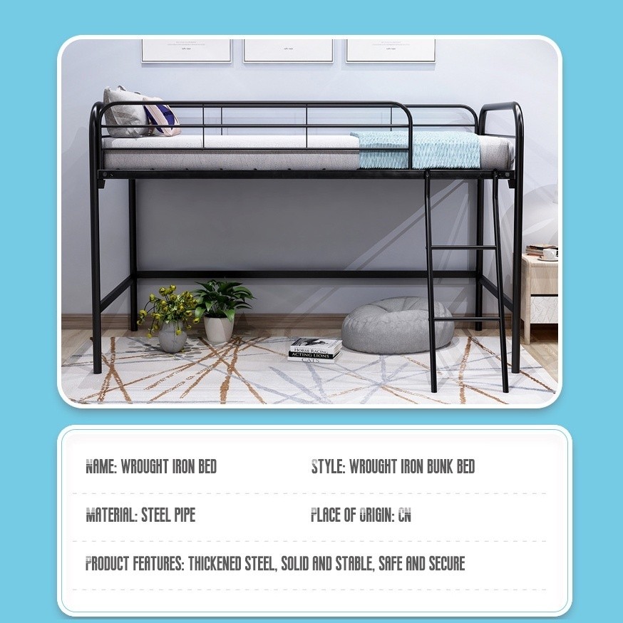 Dormitory Bed Loft Bed Frame Double Deck Bed Iron Frame Bed Meta Steel ...