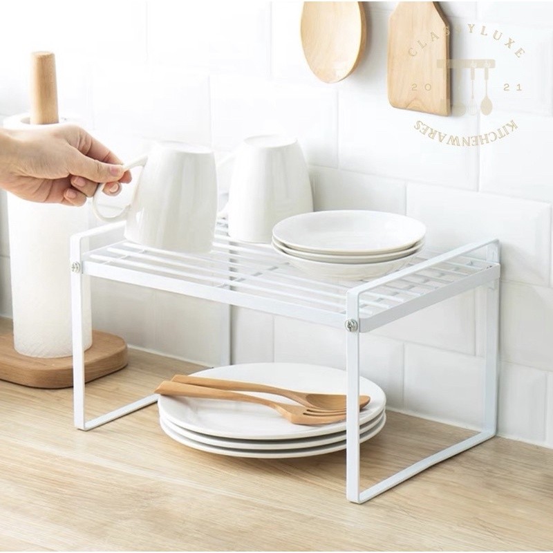 Classy Luxe White Iron Rack Non-Perforated Layered Floor Seasoning Rack ...