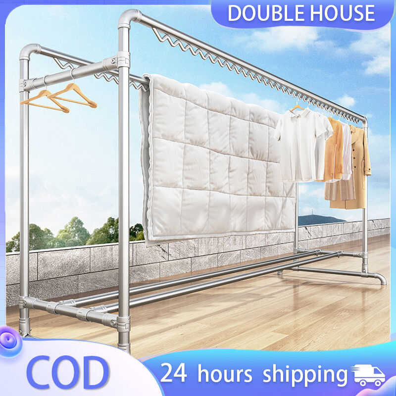 Steel Floor Bedroom Rod Outdoor Simple Clothes Drying Rack Water Pipe ...
