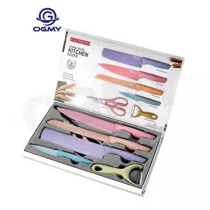 OGMY Knife Set 6Pcs Macaron Pastel Colors Stainless Steel Chef Knife ...