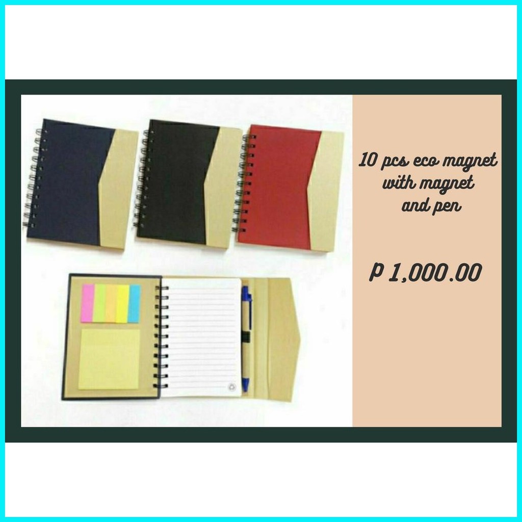 Eco Notebook with magnet with eco ballpen (10 pcs) | Shopee Philippines
