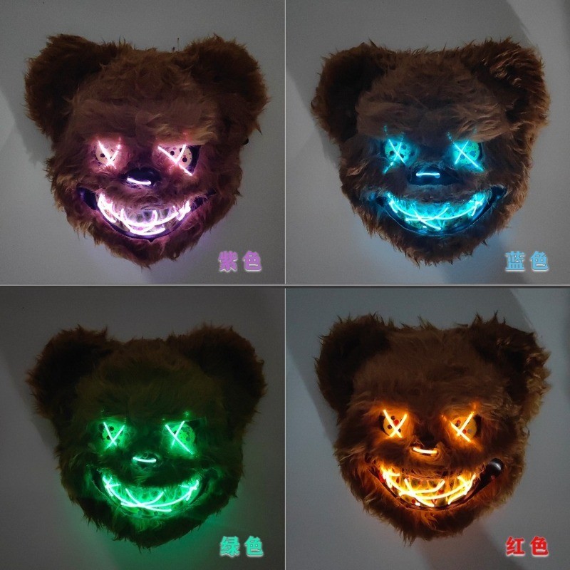 LED Halloween Masks Glowing Bloody Bear Horror Mask for Cosplay Costume ...
