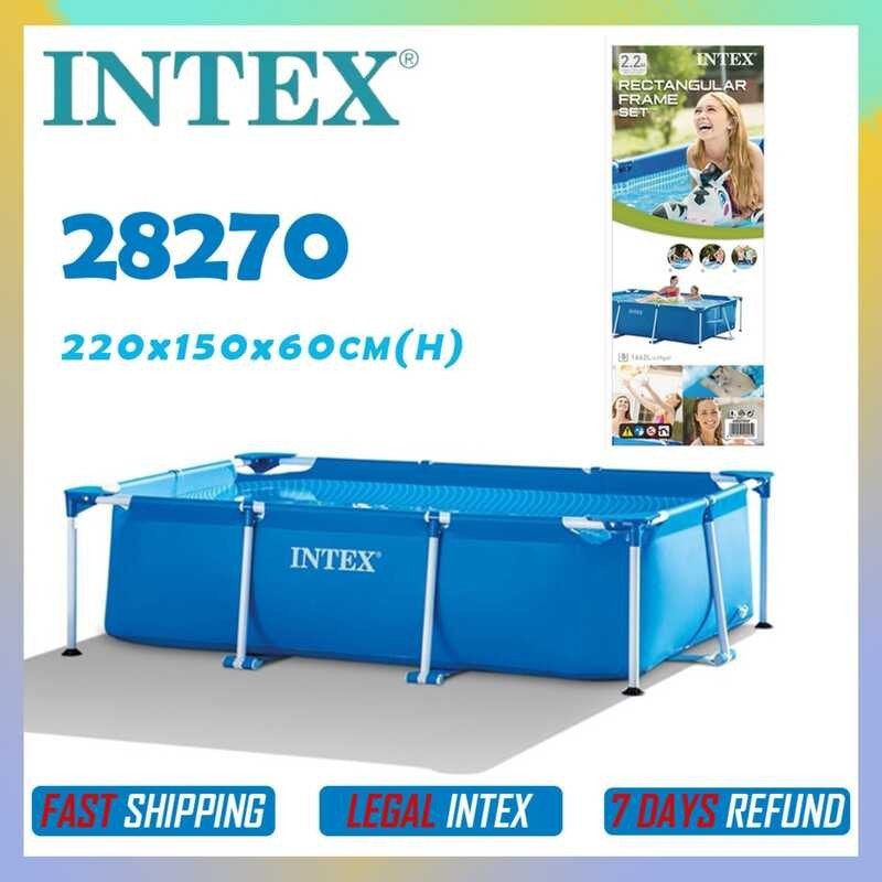 INTEX 28270 Rectangular Steel Frame Adult Family Big Children Iatable ...