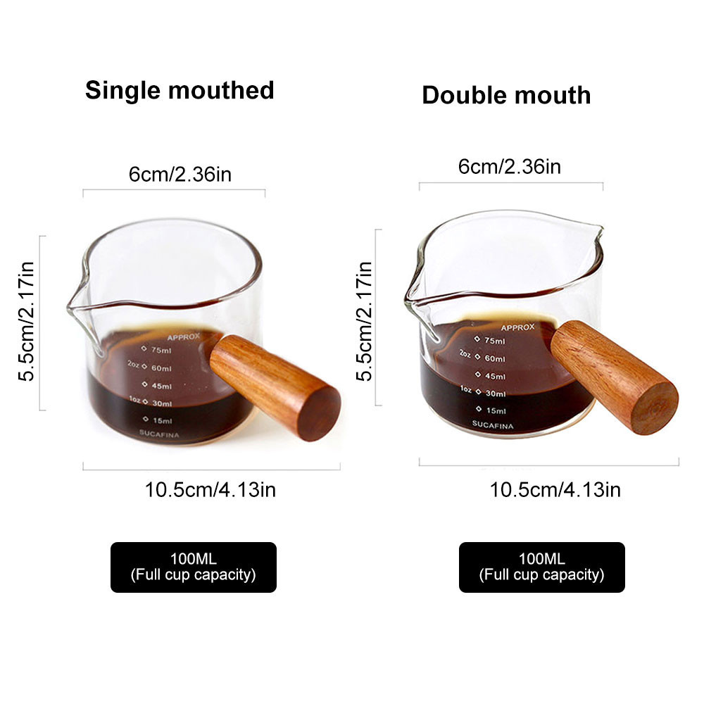 Glass Espresso Shot Measuring Cup 75ML Double Spou Measuring Pitcher ...