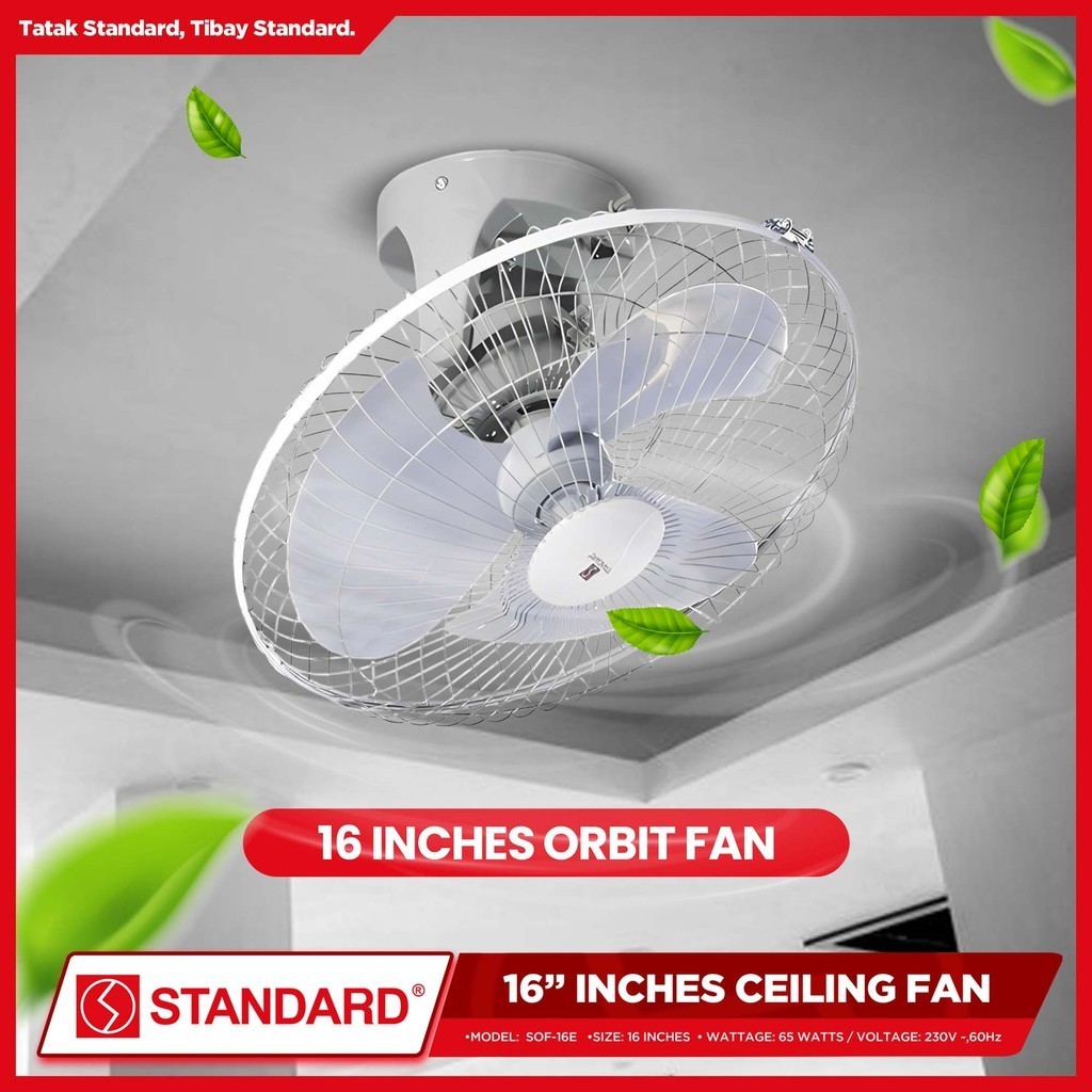 Standard Orbit Ceiling Electric Fan 16 Inches Plastic Blade 4 Speed ...