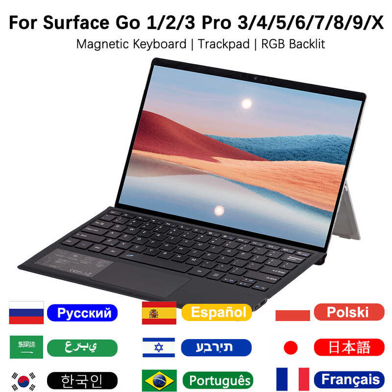 Bluetooth Backlit Para sa Microsoft Surface 5 6 7 Pro 8 9 X Go 1 2 3 4 ...