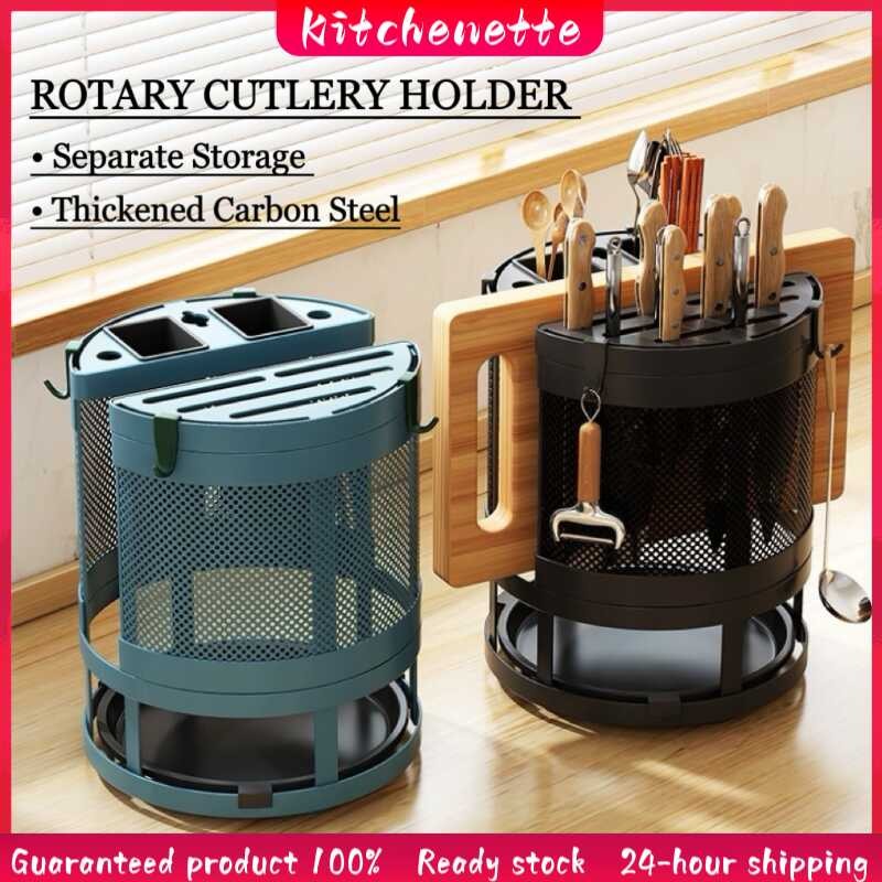 Kitchenette Rotation Carbon Steel Cutlery Bucket 360 Rotary Na May ...