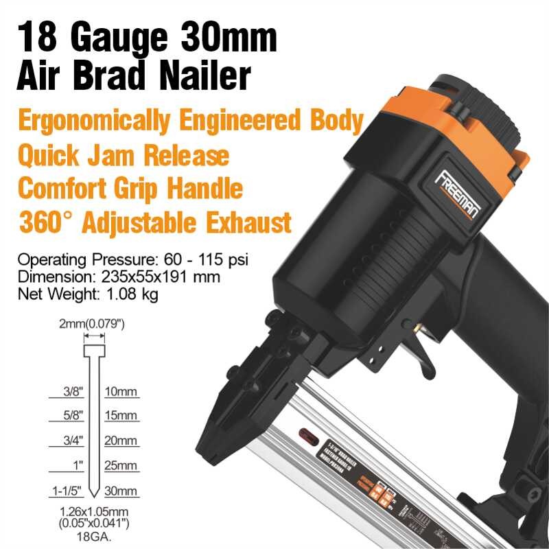 Pneumatic 18 Freeman Gauge 30mm Brad Nailer F30 Air Nail Gun | Shopee ...