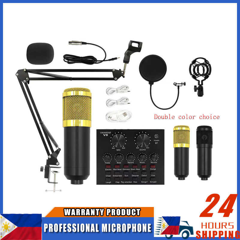 Microphone Bm800 Condenser V8 Sound Card For Radio Braodcasting Singing Recording KTV Karaoke ...