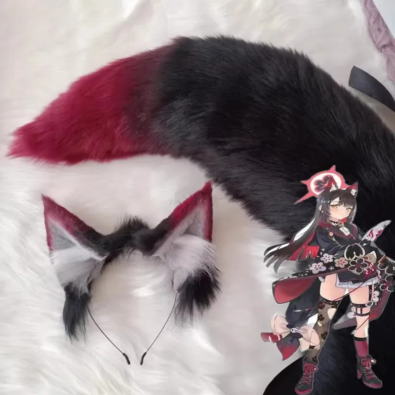 § New Blue Archive K Wakamo Cosplay Costume Ear Headwear Fox Wolf Ears ...