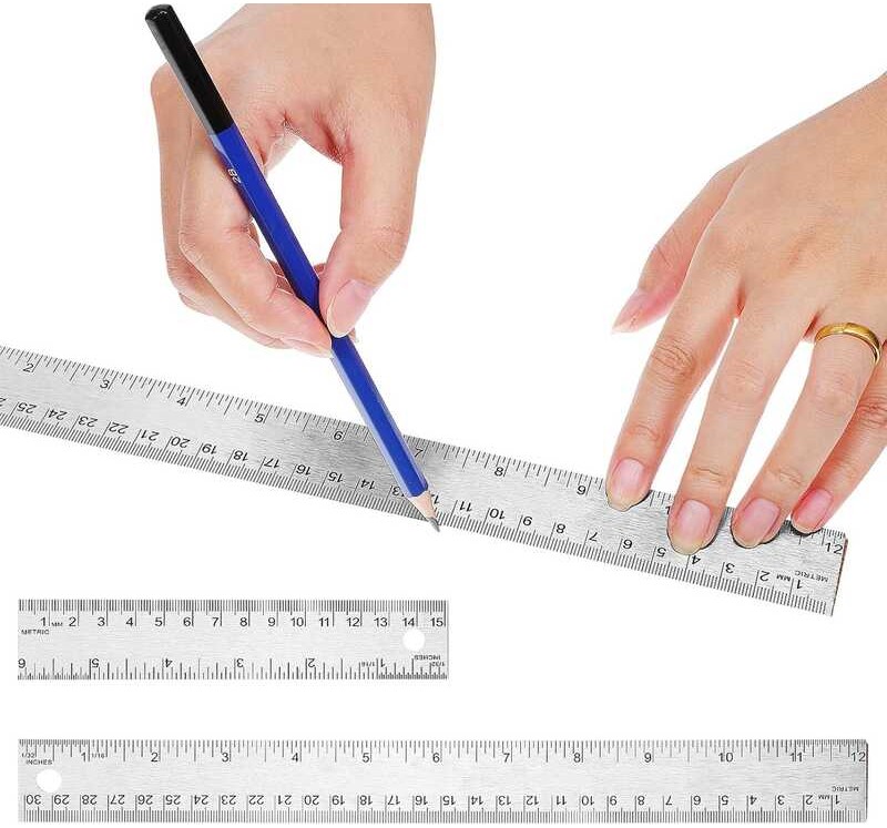 Metal Sewroro 2pcs with Cork Backing, 6+12 Inch Metric Ruler Long ...