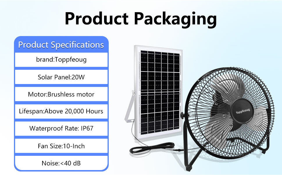 DC Solar Air Mini Exhaust Fan 10 Inch Rechargeable Fan Portable,High ...