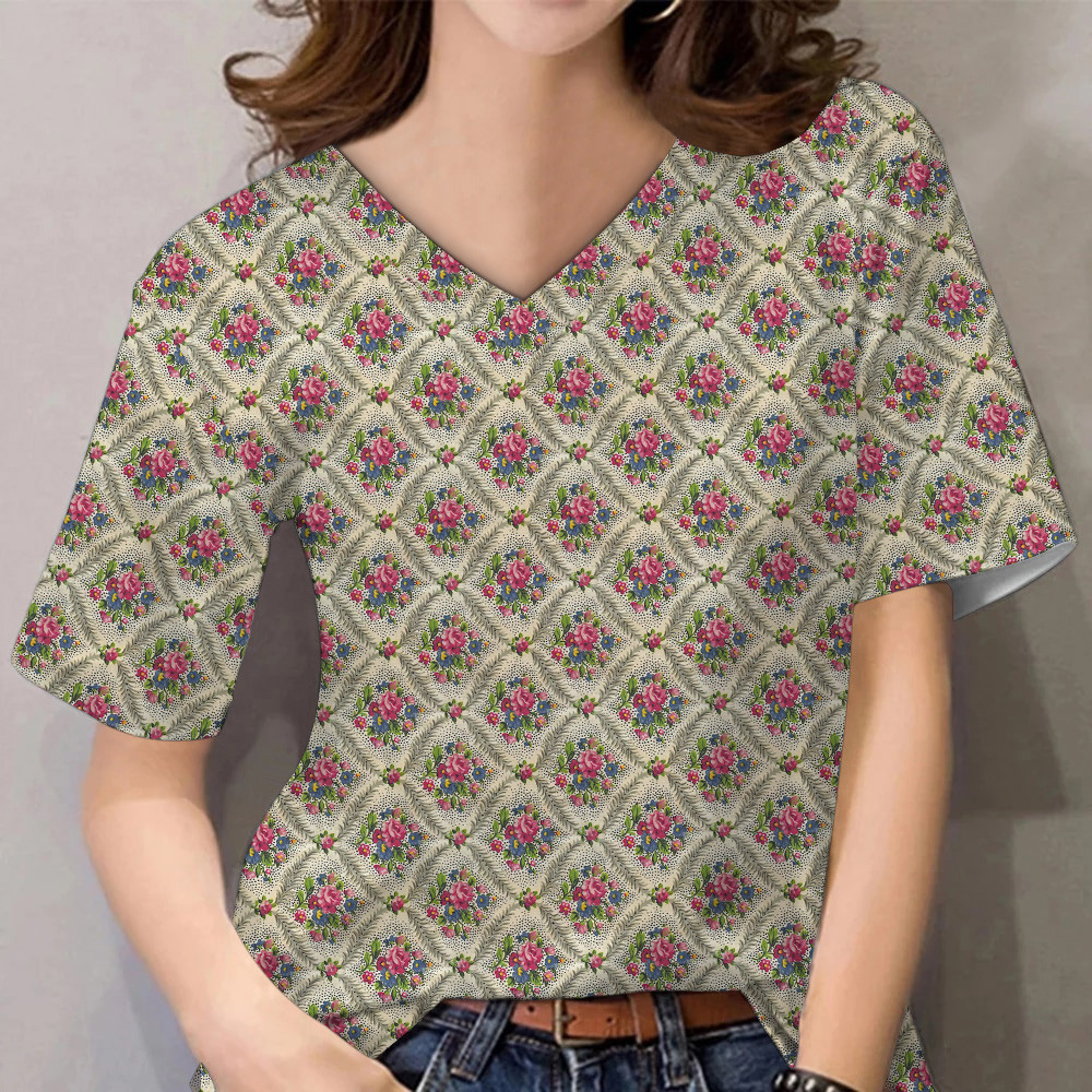 Asean Attire For Women Bohemian V-Neck T-Shirt For Women Retro Ethnic ...