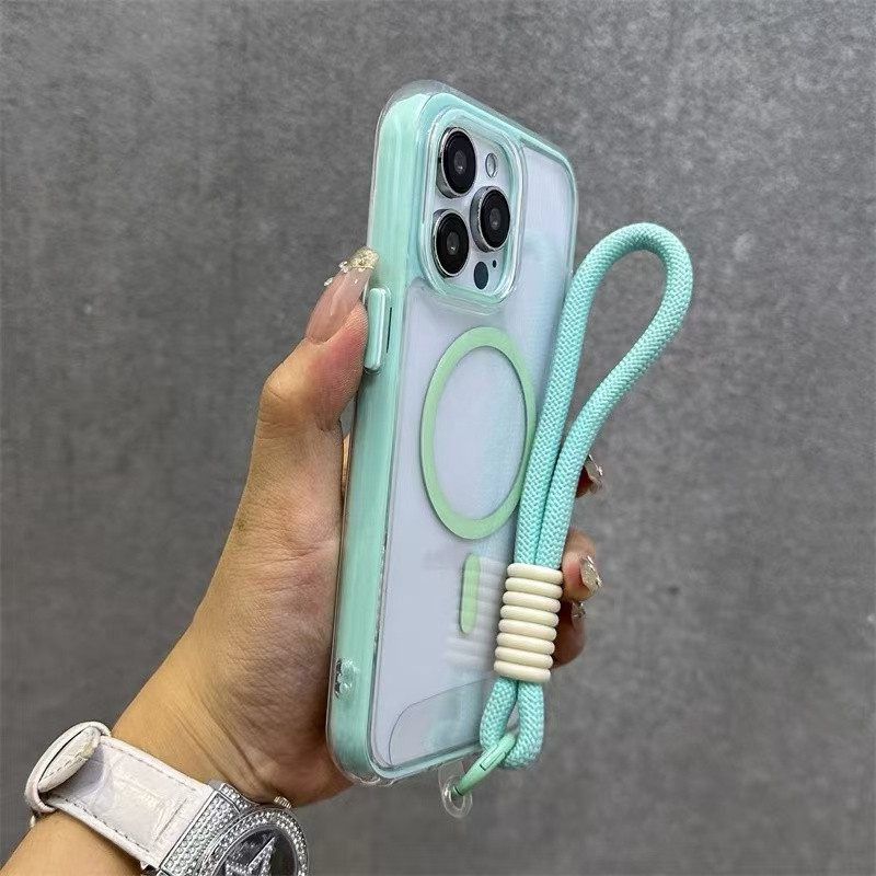 Luxury Solid Color Transparent Magnetic Airbag Protection Phone Case ...