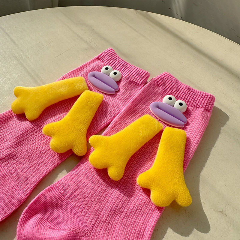 Japanese and Korean Funny Big Hand Socks for Women Cute Sausage Mouth ...